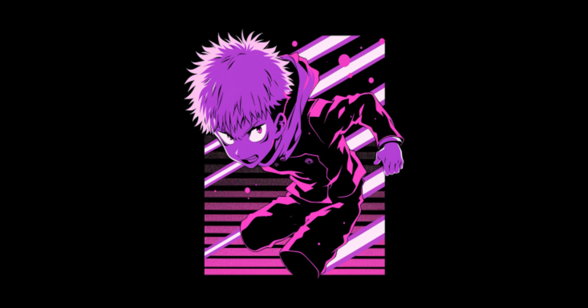 Yuji Itadori Pink Purple Art - Jujutsu Kaisen - Sticker | TeePublic