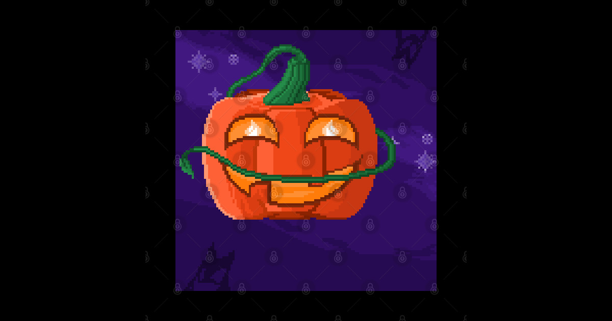 Pixel Art Pumpkin Planet - Pumpkin - Sticker | TeePublic