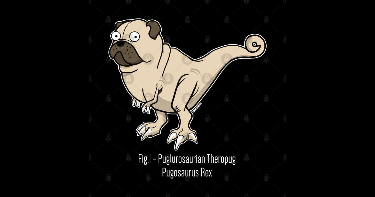 Pug rex - T Rex - Sticker | TeePublic