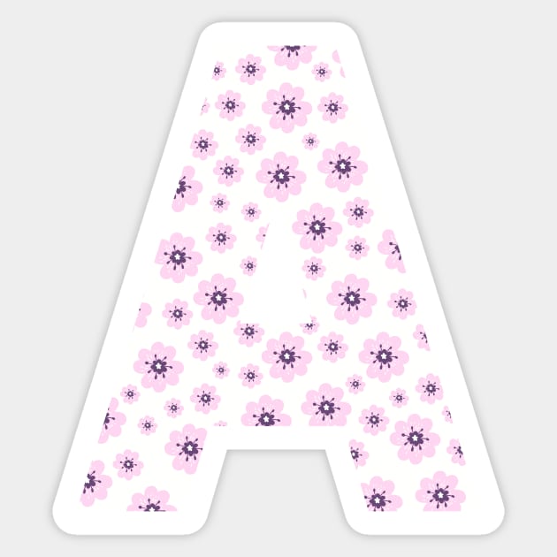 Letter A Purple Pink Flowers Background Design - Pastel - Sticker ...