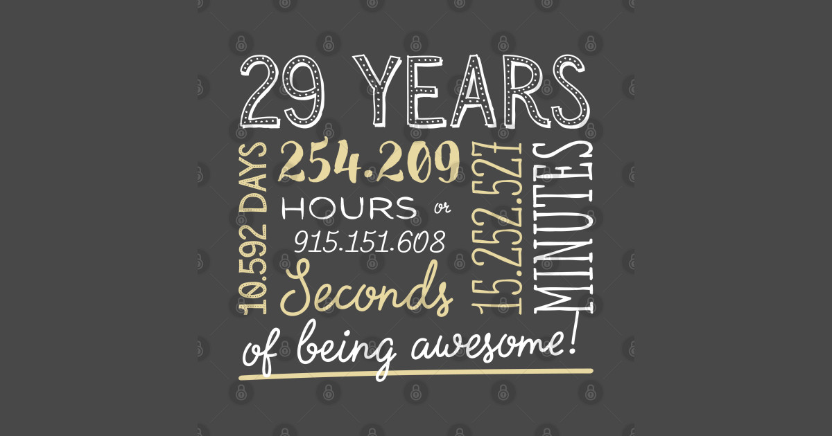 29th Birthday Gifts - 29 Years of being Awesome in Hours & Seconds ...