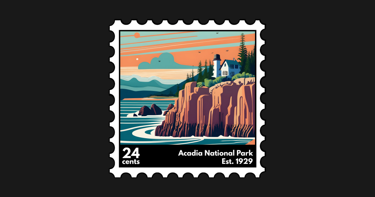 Acadia National Park Stamp - Acadia - T-Shirt | TeePublic