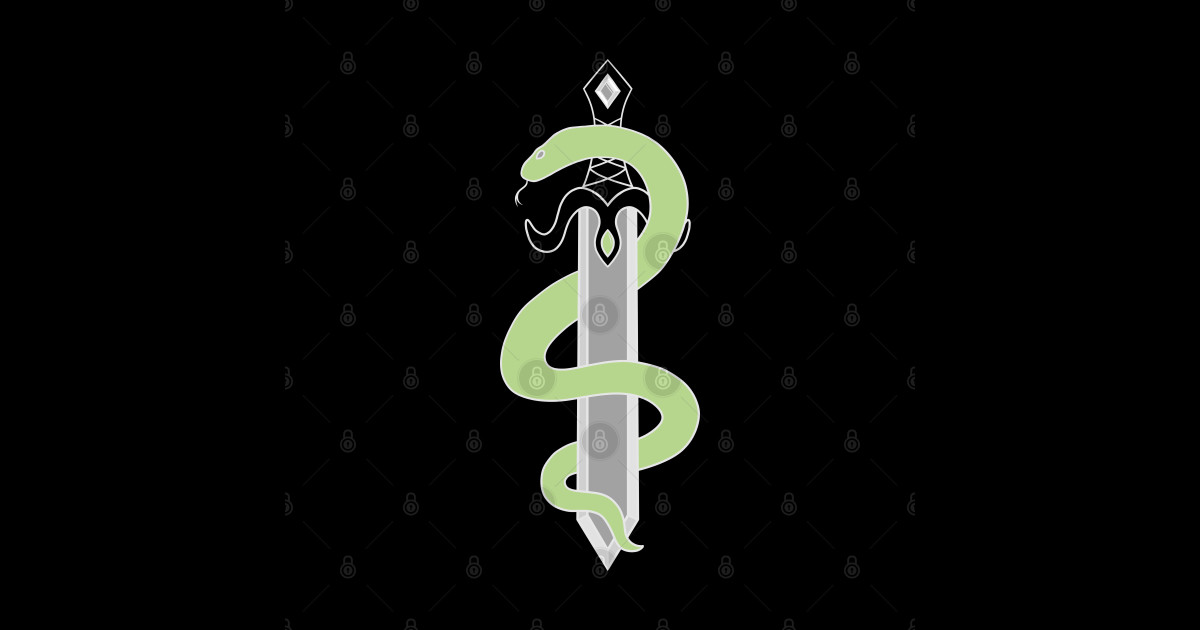 Sword and Snake (Aromantic Colors) - Aromantic Snake - Sticker | TeePublic