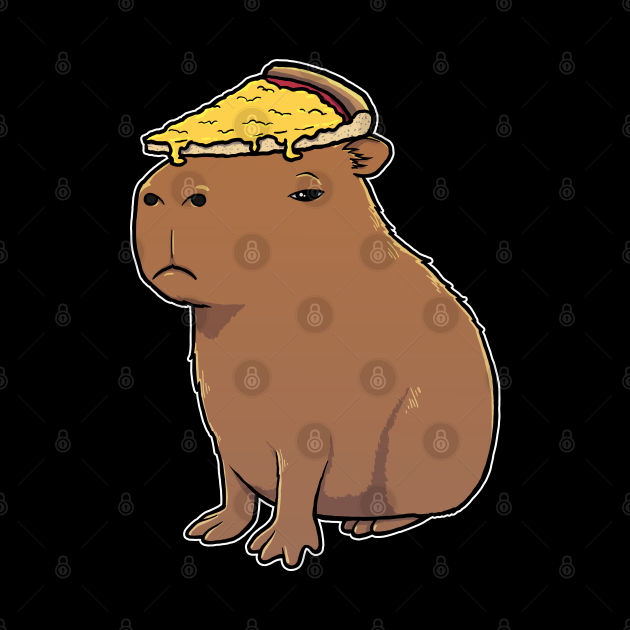 Capybara with a Cheese Pizza on its head - Capybaras - Tapestry | TeePublic