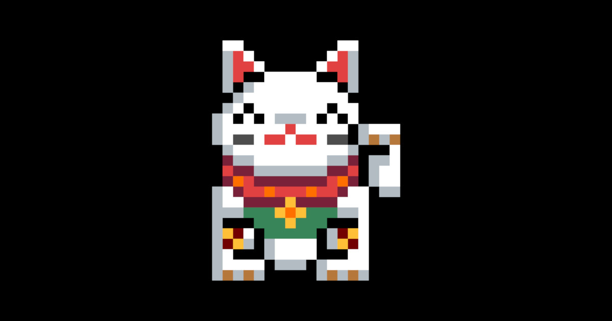 Maneki-Neko Lucky Cat 8-Bit Pixel Art - Maneki Neko - Posters and Art ...