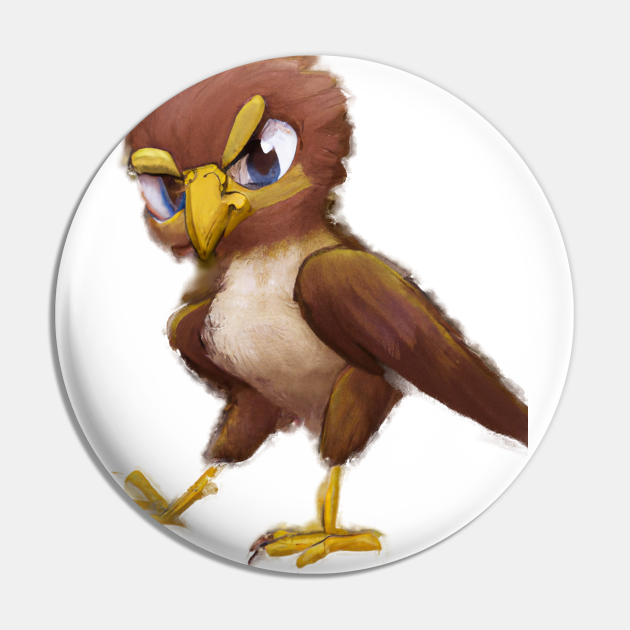 Cute Hawk Drawing - Hawk - Pin | TeePublic