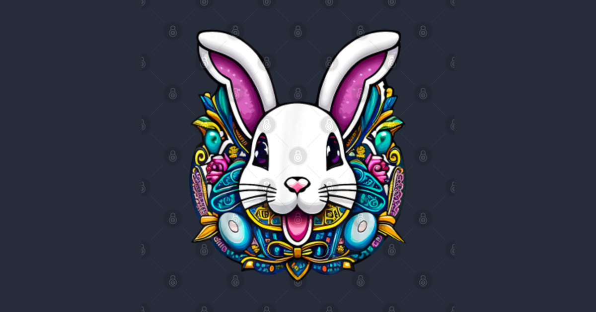 Happy Easter Bunny Rabbit Face Funny Easter Day - Happy Easter Day - T ...