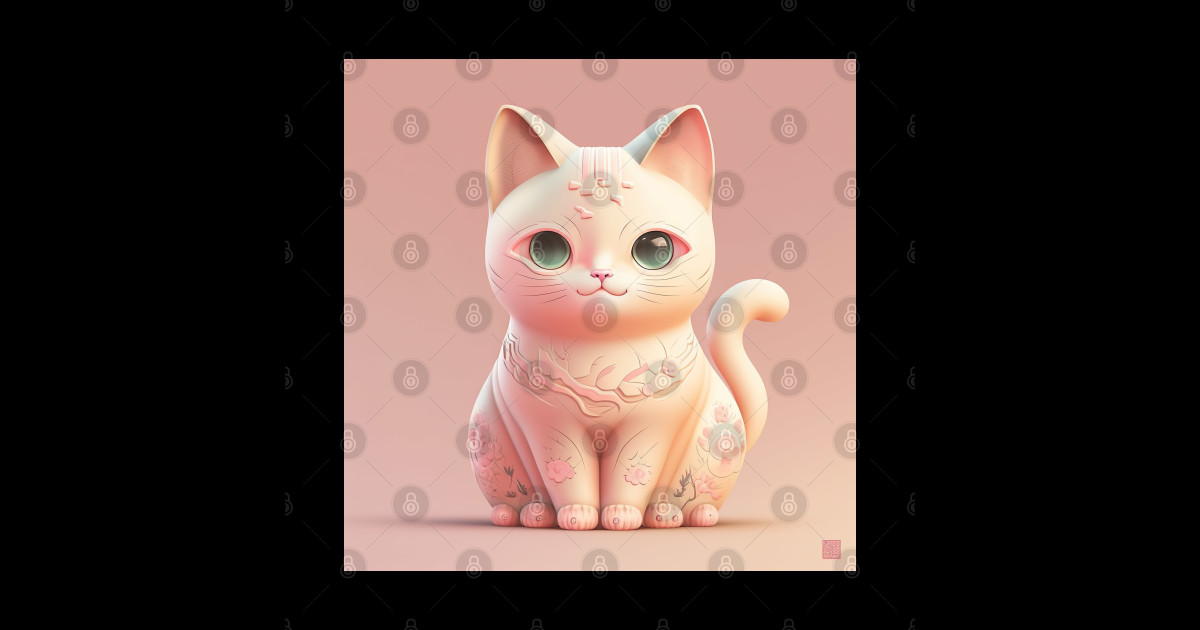 Lucky Japanese Cat Pink Color - 3d Lucky Japanese Cat - Sticker | TeePublic