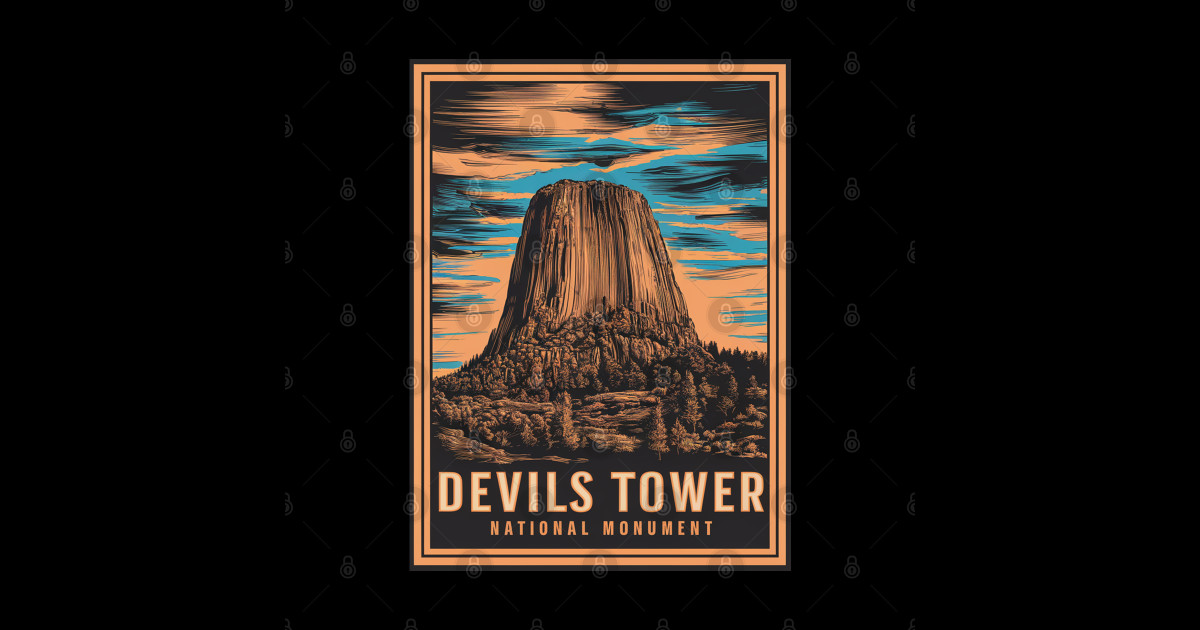 Devils Tower National Monument Poster - Devils Tower - Sticker | TeePublic