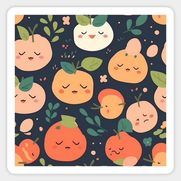 Sleepy Cute Peaches - Funny - Sticker | TeePublic