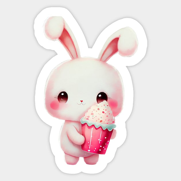 Cute Kawaii Valentine Boba Bunny - Kawaii Bunny - Sticker | TeePublic