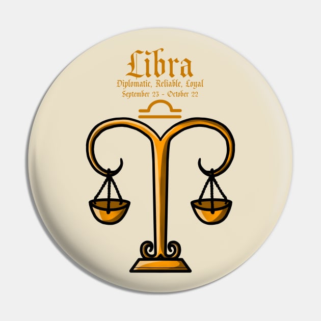 Libra Zodiac Sign Dates & Traits - Libra Zodiac Sign - Pin | TeePublic