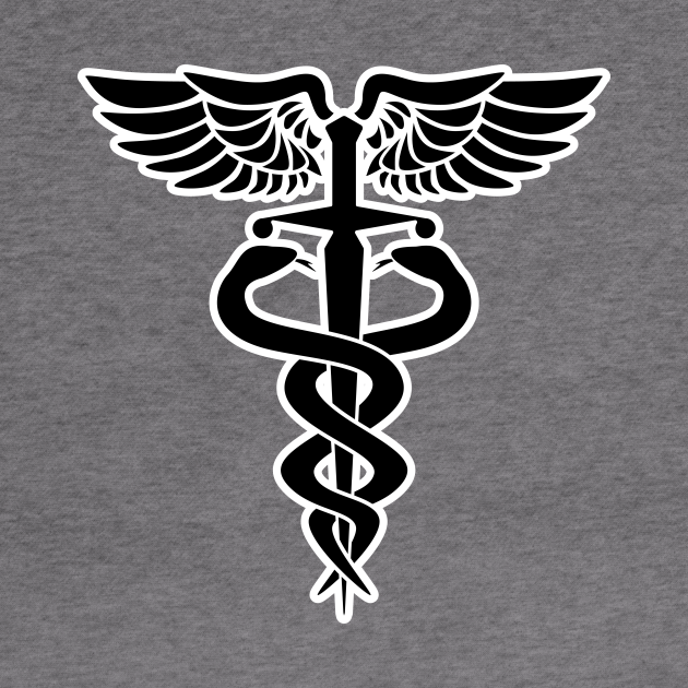 Caduceus medical symbol with two snakes sword and wings - Caduceus ...