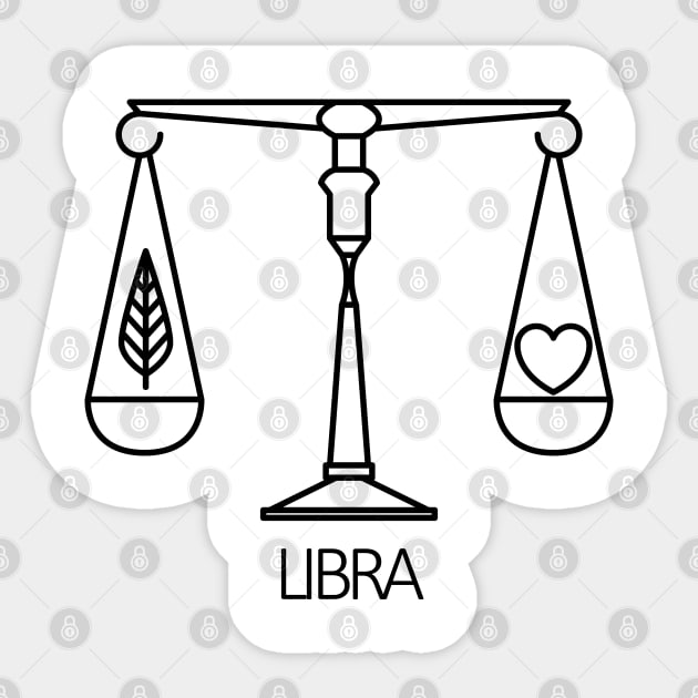 Libra Zodiac Sign - Black - Zodiac Signs - Sticker | TeePublic
