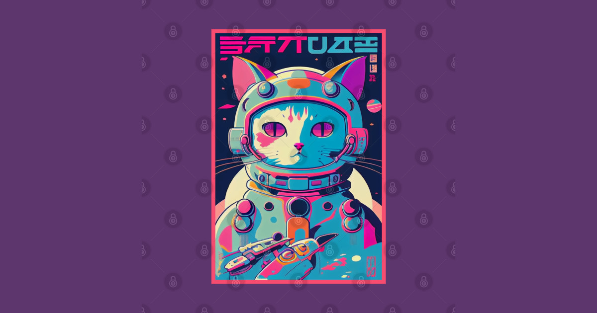 Vintage Anime Space Cat | Quality Retro Anime Origin Design | Chibi ...