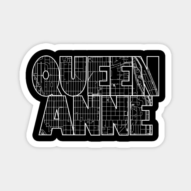 Queen Anne Street Map - Queen Anne Seattle - Magnet | TeePublic