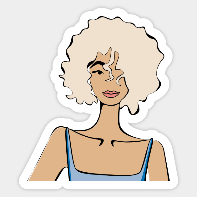 Blonde Girl Portrait - Blonde Girl - Sticker | TeePublic