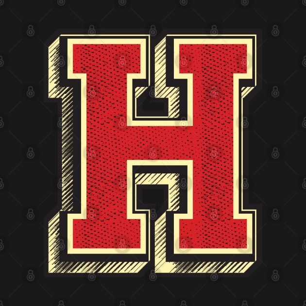 Authentic Vintage Letter H Retro Type Calligraphy Gift Idea for sports teams - Alphabet Letters ...
