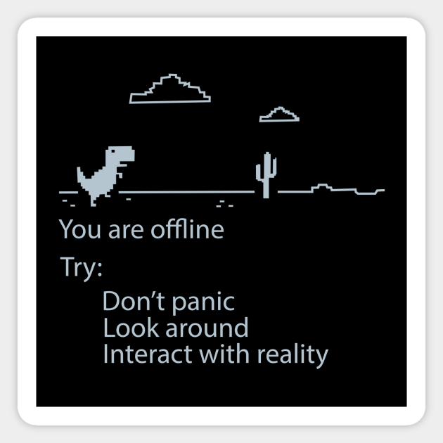You are offline - Pixel Dinosaur - Offline - Sticker | TeePublic