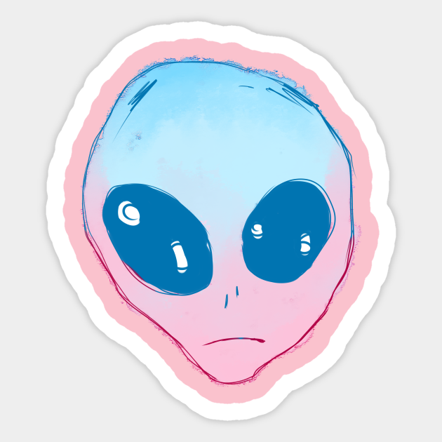 Blue-Pink Alien - Alien - Sticker | TeePublic