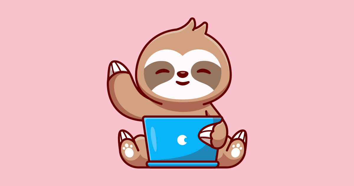 Cute Sloth Working On Laptop Cartoon - Cute Sloth Working On Laptop ...