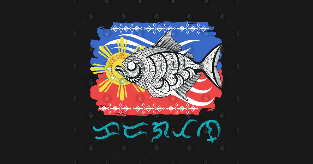 Tribal line Art Fish / Baybayin word Karagatan (Ocean) - Philippines ...