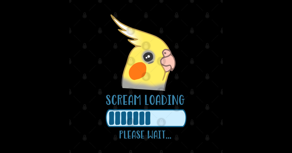 Scream Loading Cockatiel doodle - Birb Memes - Sticker | TeePublic