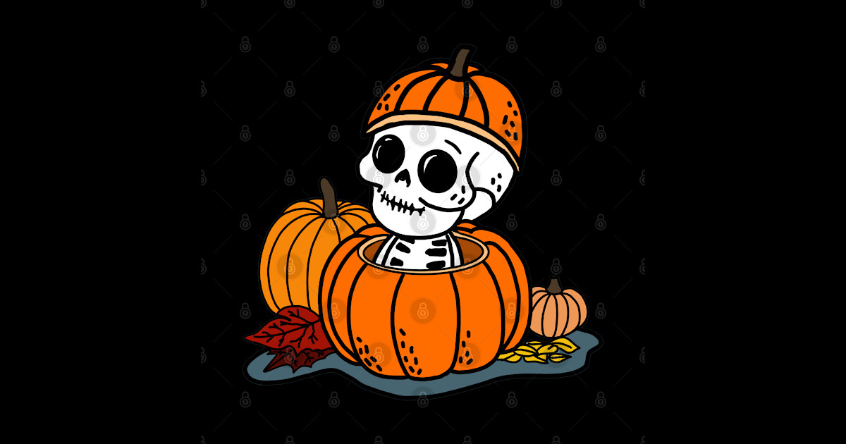 Surprise Skeleton Halloween Fall Pumpkins Leaves - Skeleton Halloween ...