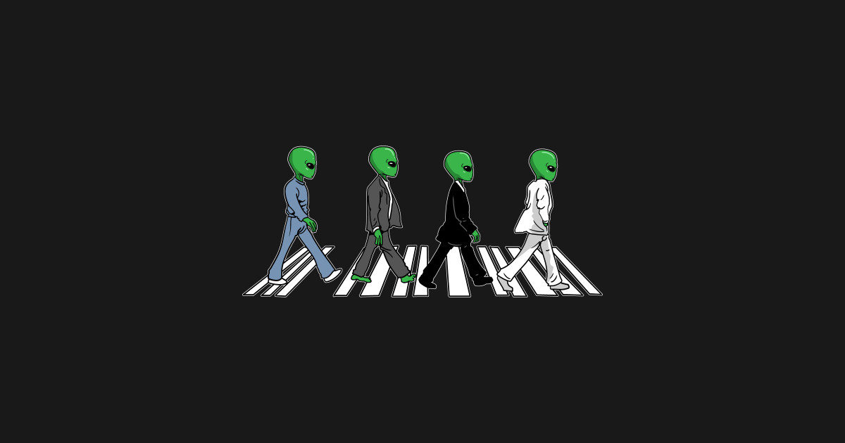 Alien Crossing The Road Ufos Space - Aliens - T-Shirt | TeePublic