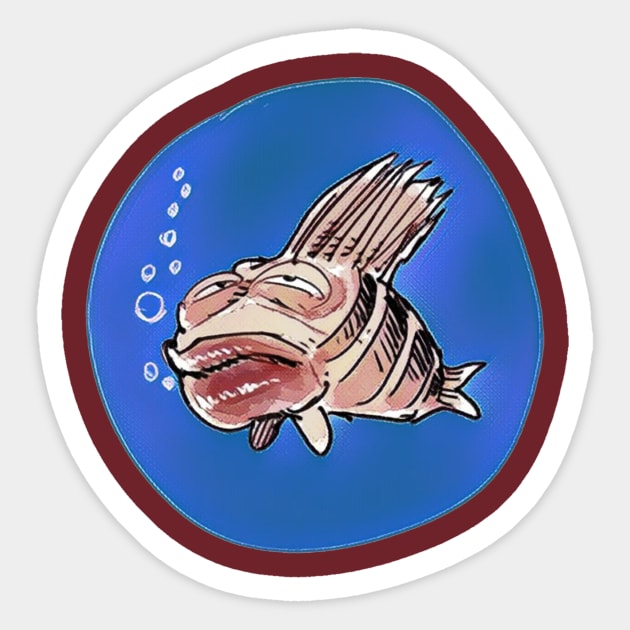 bored fish cartoon style funny illustration - Cartoon Fish - Sticker ...