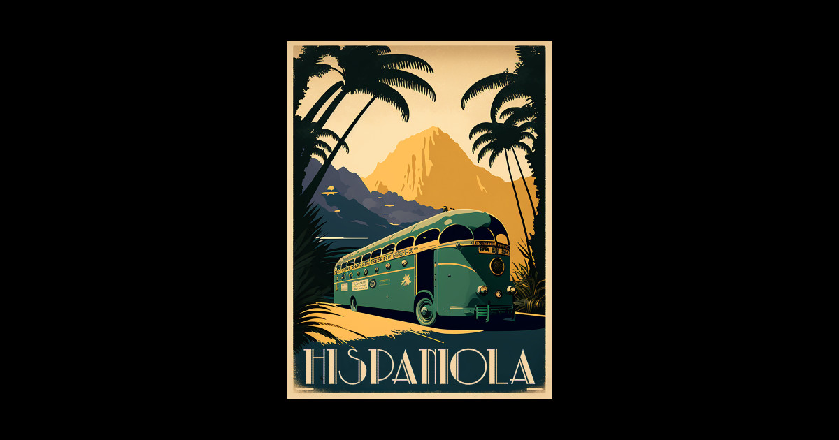 Hispaniola Dominican Republic Vintage Travel Art Poster - Hispaniola ...