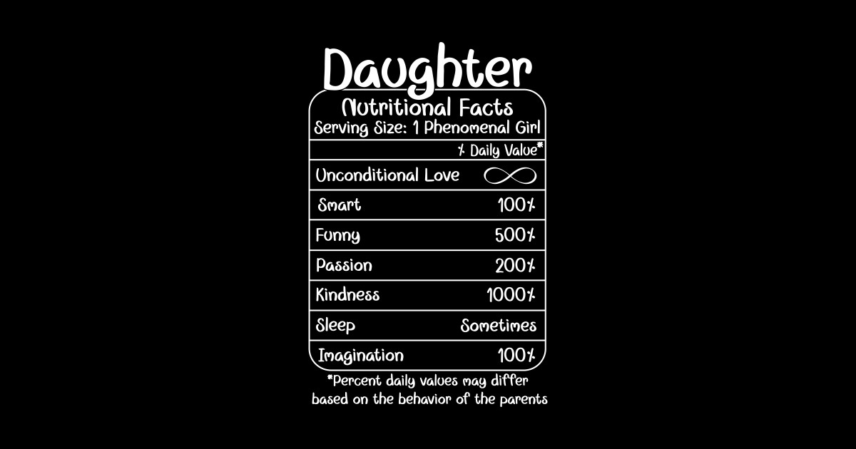 Daughter Nutritional Facts (for Dark Shirts) - Matching Father Daughter ...