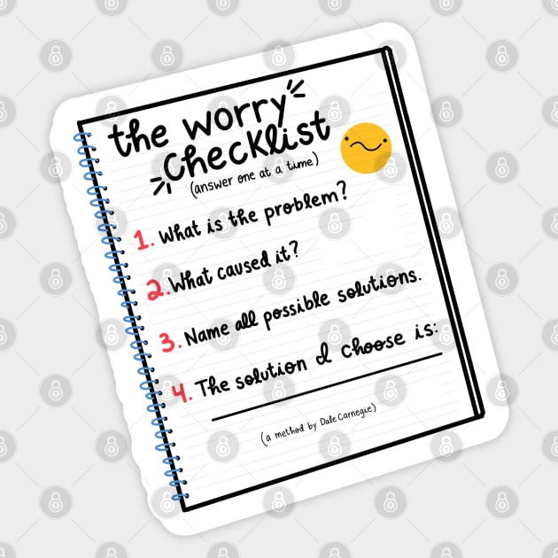 The Worry Checklist - Worries - Sticker | TeePublic