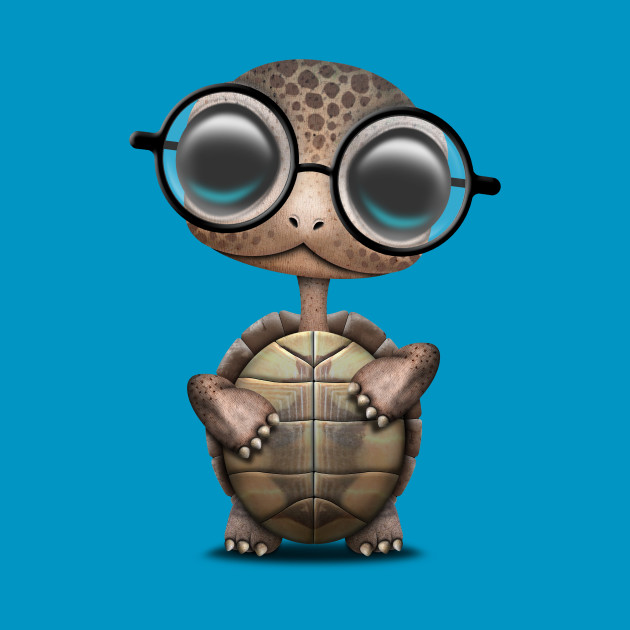 Cute Nerdy Turtle Wearing Glasses - Baby Turtle - T-Shirt | TeePublic