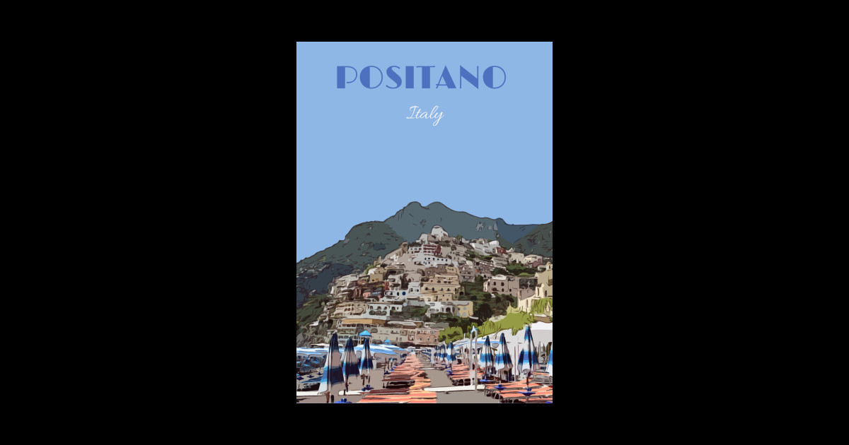Positano Travel Poster - Positano - Sticker | TeePublic