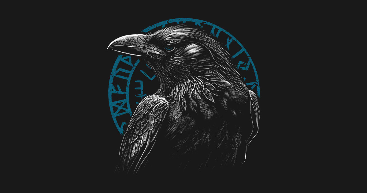 Realistic Raven - Viking Rune Background - Realistic Raven Viking Rune ...