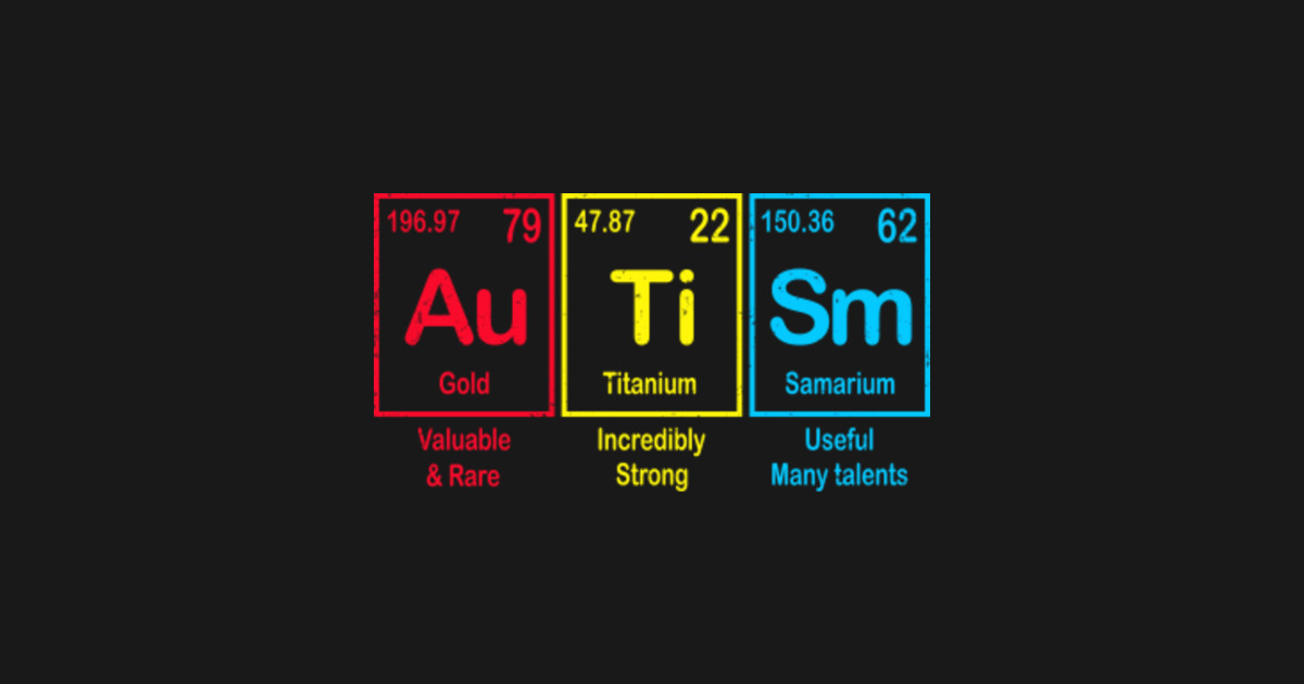 Autism Elements Periodic Table Awareness ASD Men Women Kids - Autism ...