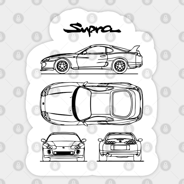 Supra MK4 Blueprint - Supra - Sticker | TeePublic