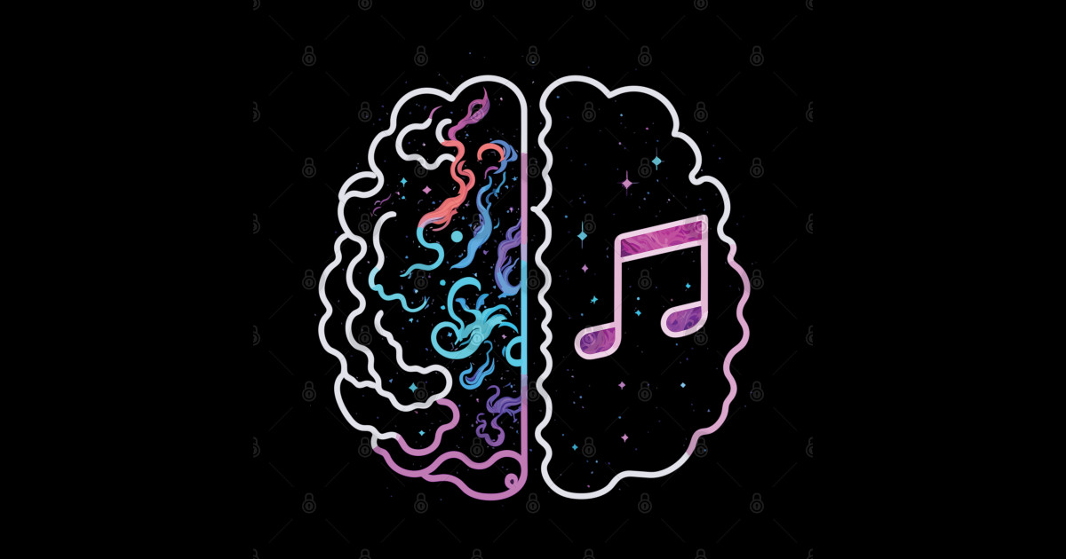 Musician Brain With Music Notes And Galaxy Stars - Brain - Sticker ...