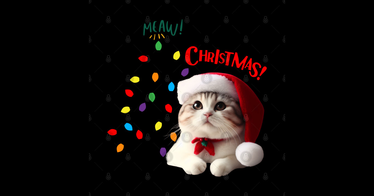 Meaw Christmas - Christmas Cat - Sticker | TeePublic