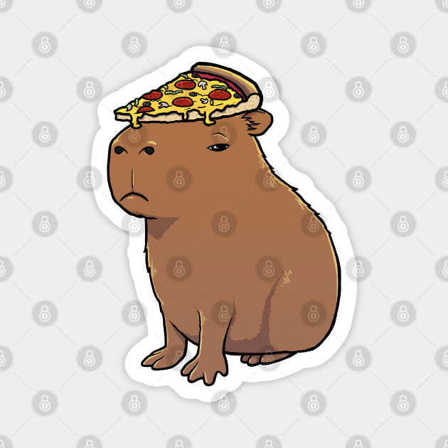 Capybara with a Supreme pizza on its head - Capybara Lover - Magnet ...
