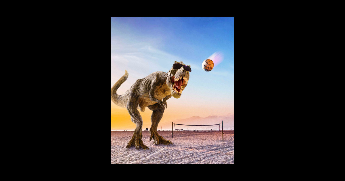 Funny T-Rex Dinosaur Playing Volleyball - Funny T Rex Dinosaur Playing ...