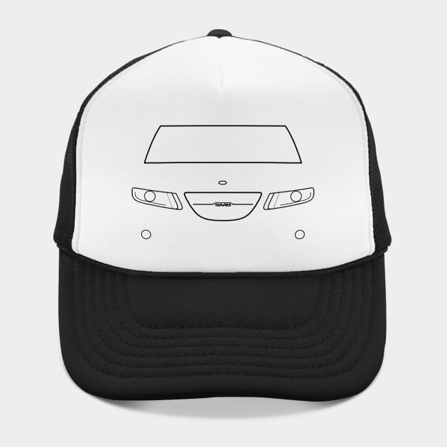 Saab 9-5 classic car black outline graphic - Saab - Hat | TeePublic