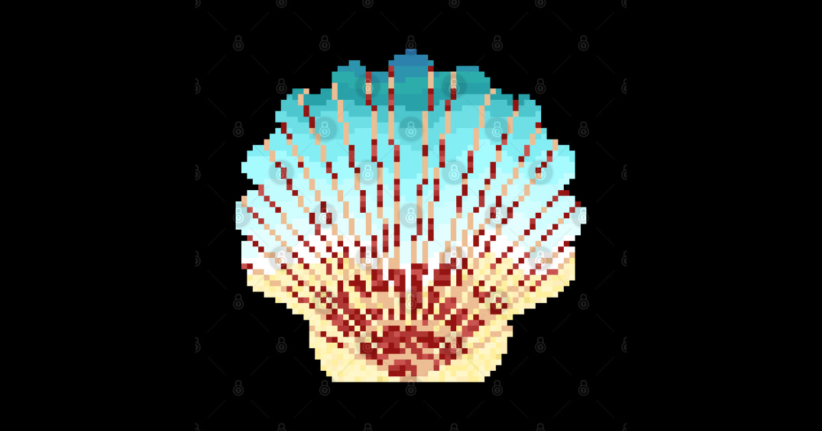 Modern Pixel Sea Clam - Clam - Sticker | TeePublic