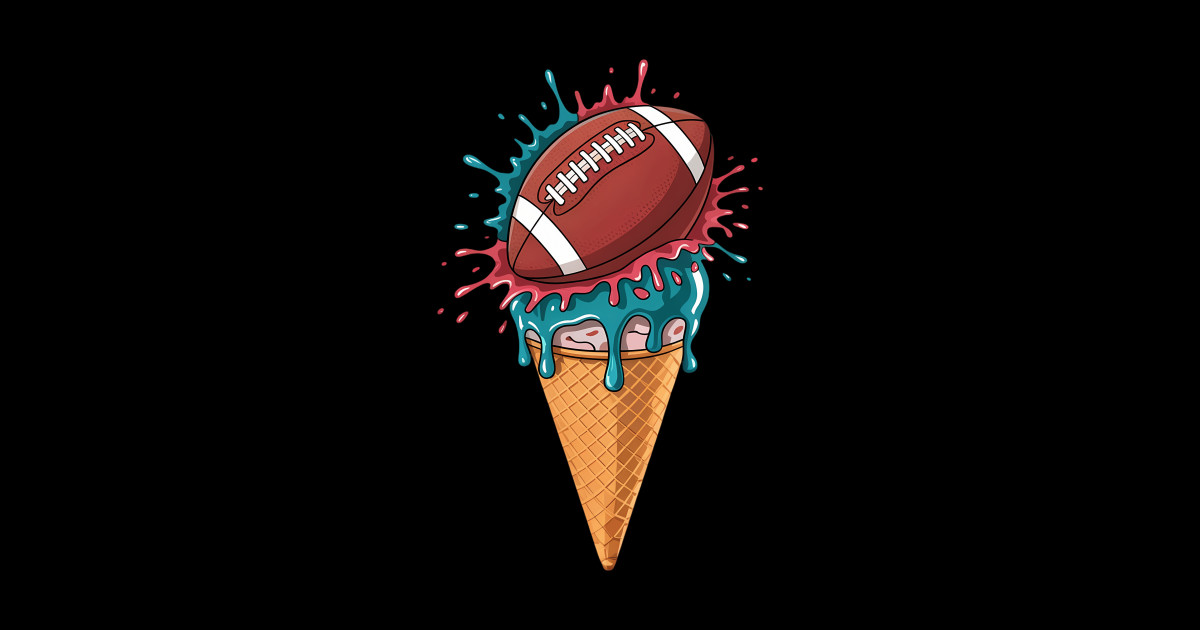Football Drip Ice Cream Dripping Football Player Game Day - Football ...