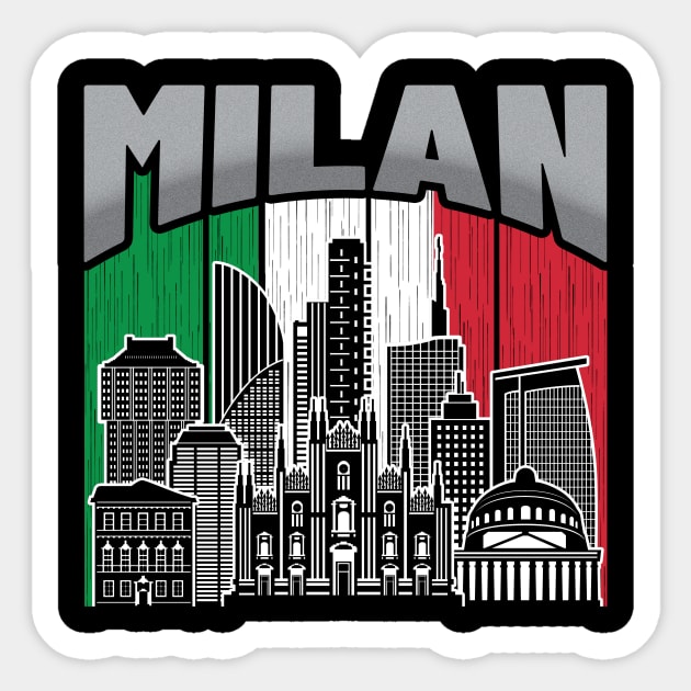 Milan Italy Skyline Vintage Flag - Milan - Sticker | TeePublic