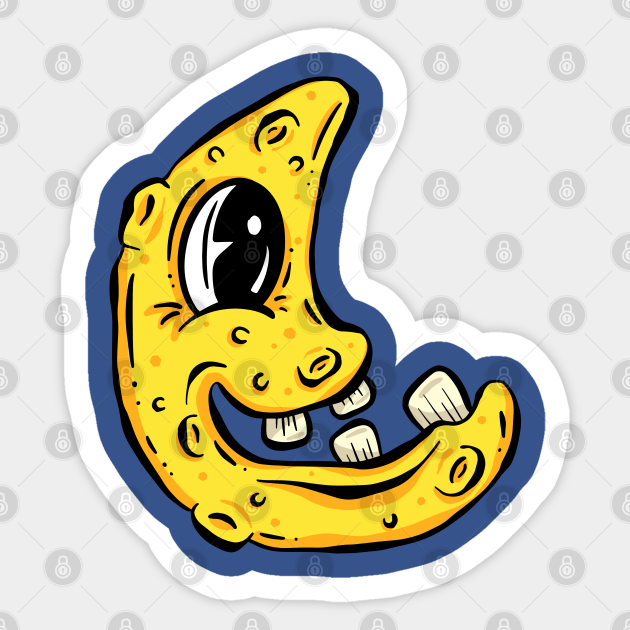 Goofy Moon Cartoon Character - Moon - Sticker | TeePublic