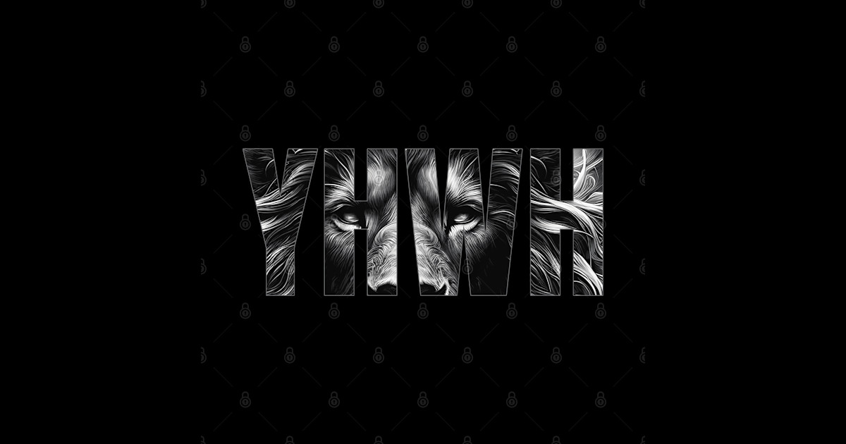 Typography YHWH lion - Yhwh Lion - Sticker | TeePublic