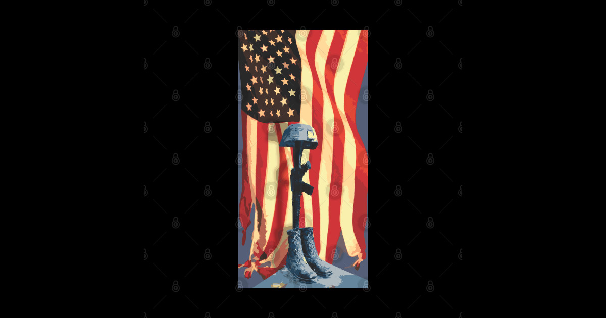 Fallen Soldier with Flag - Fallen Soldiers - Sticker | TeePublic
