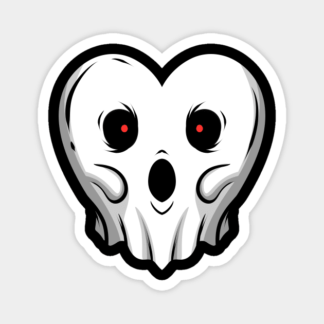 Heart Shaped Ghost With Glowing Eyes On Halloween - Halloween - Magnet ...